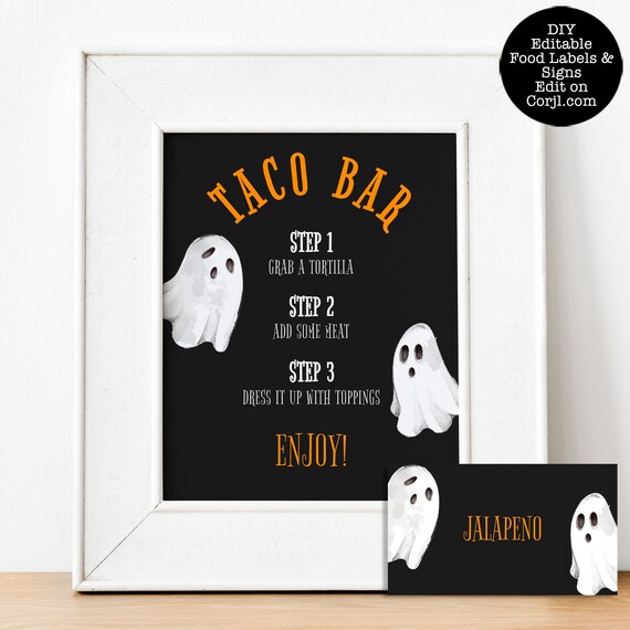Halloween Party Signs, Editable Custom Food Label, Instant Download ...