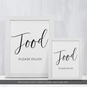 Black and White Food Sign, Bridal Shower Sign, Printable Signs, Instant ...