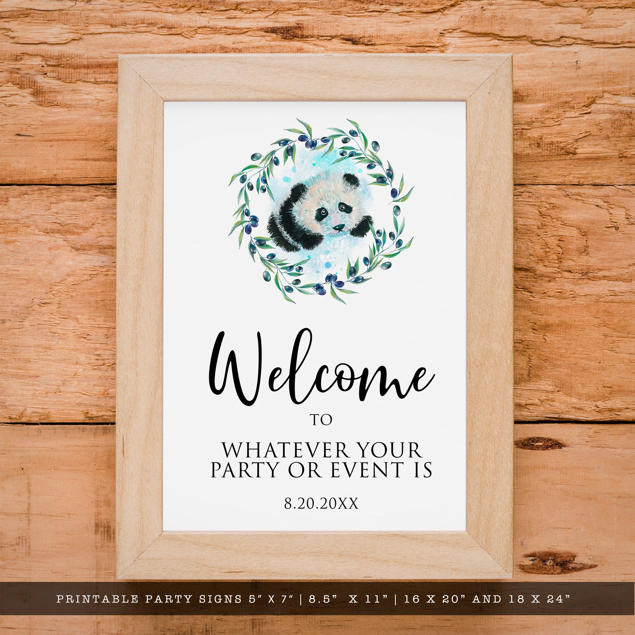Panda Baby Shower Welcome Sign Printable Sign Custom Welcome | Etsy
