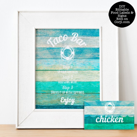Beach Themed Food Signs, Food Labels, Pool Themed Food Signs, Food ...