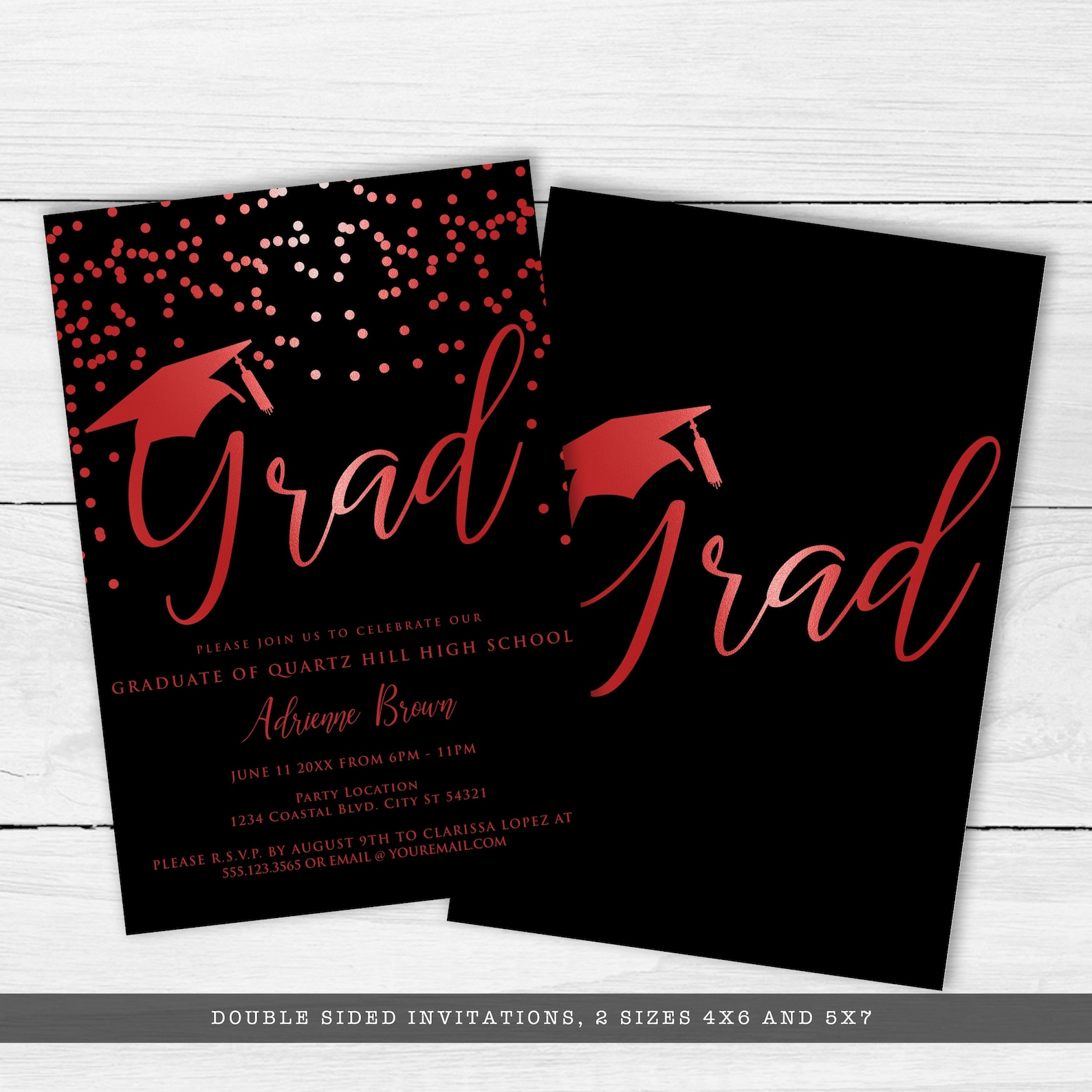 Red Foil Graduation Party Invitations Graduation Party | Etsy