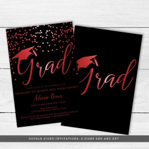 Red Foil Graduation Party Invitations: Corjl Template (digital Download ...