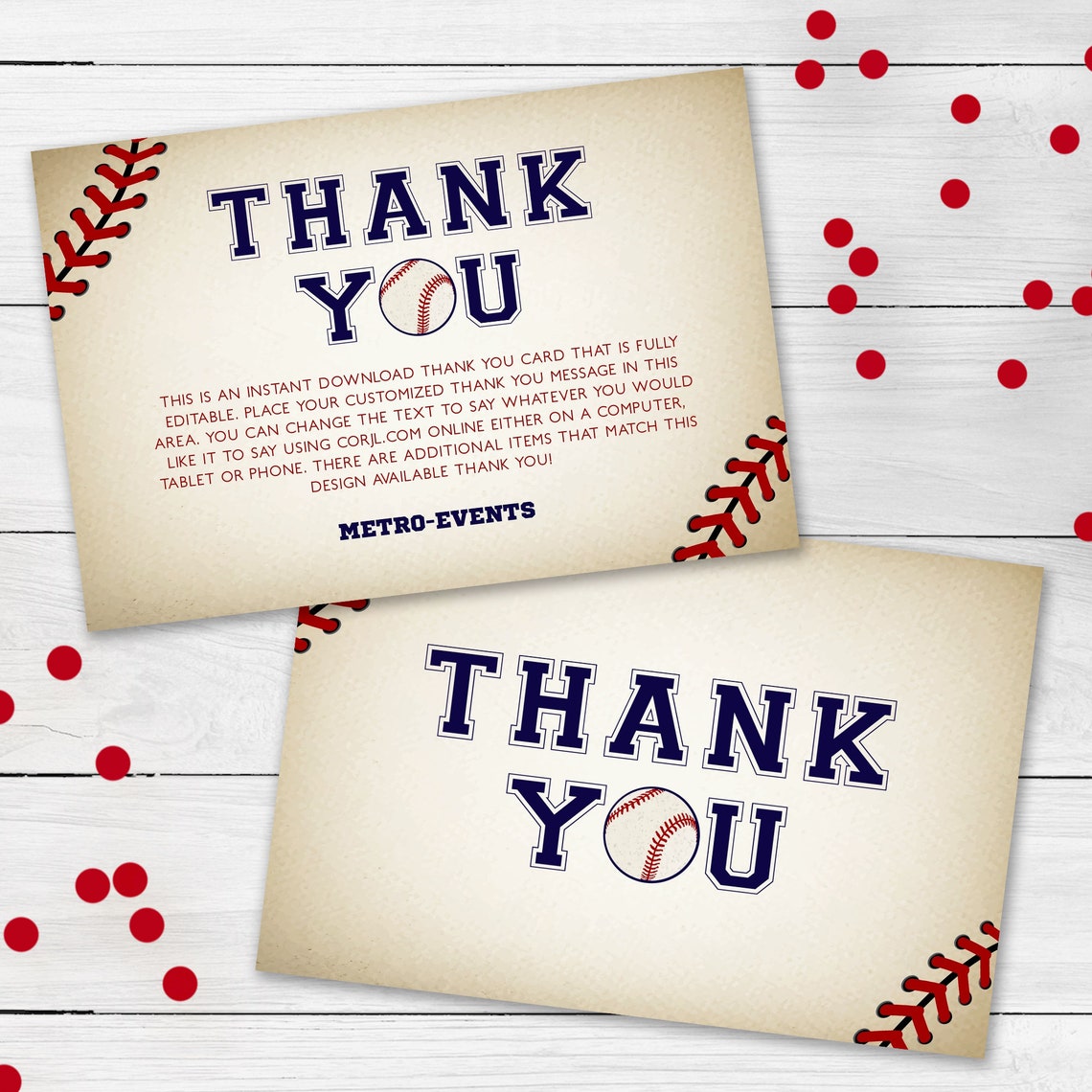 Baseball Thank You Cards Sports Thank You Notes Printable | Etsy