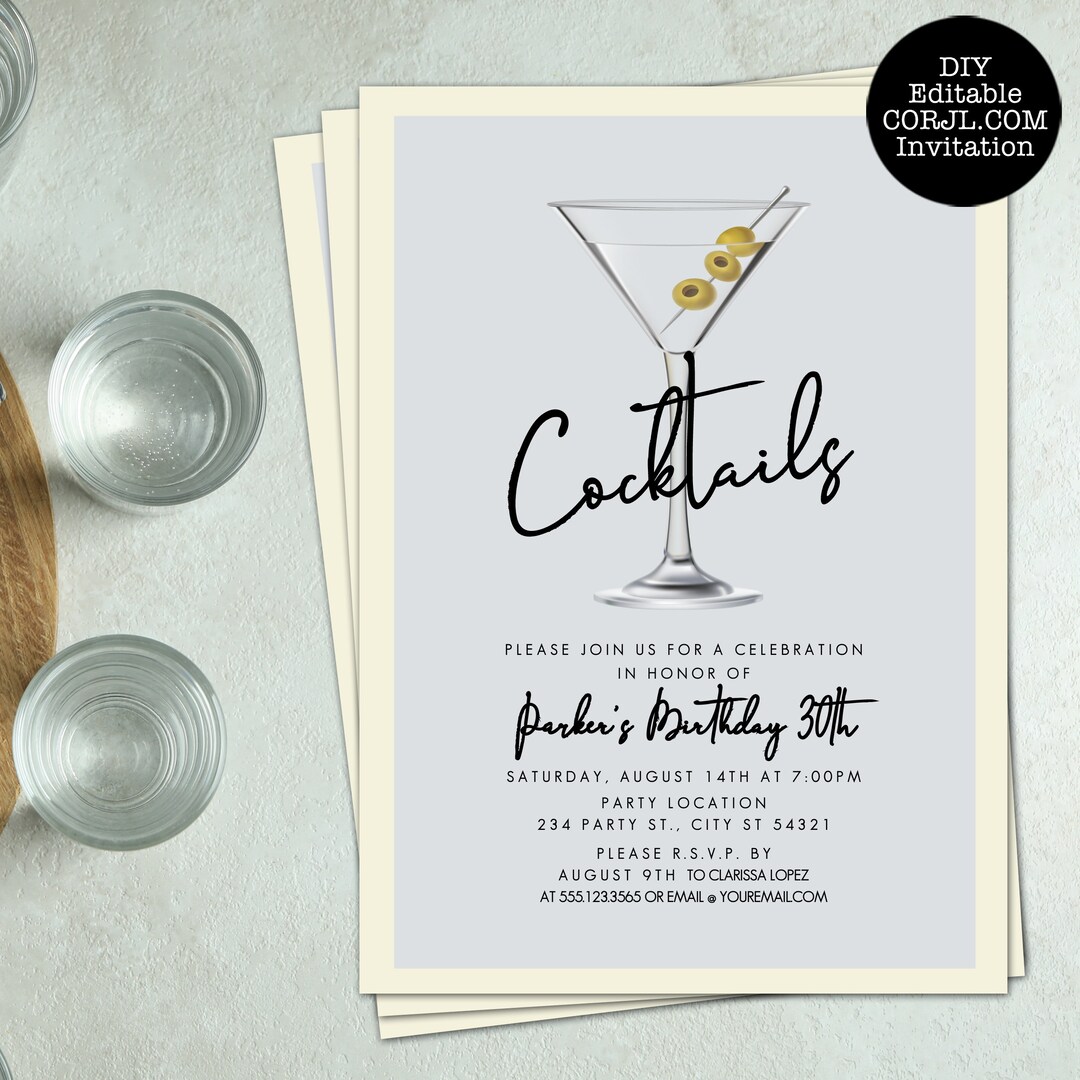 Retro Cocktail Party Invitations, Housewarming Party Invitations, Corjl ...