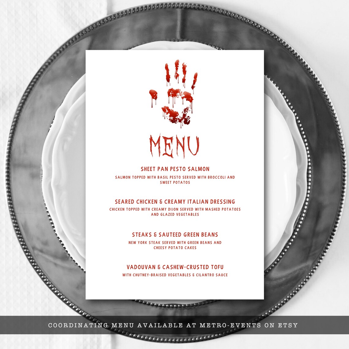 Bloody Handprint Halloween Drink Sign, Printable Party Decor (digital ...