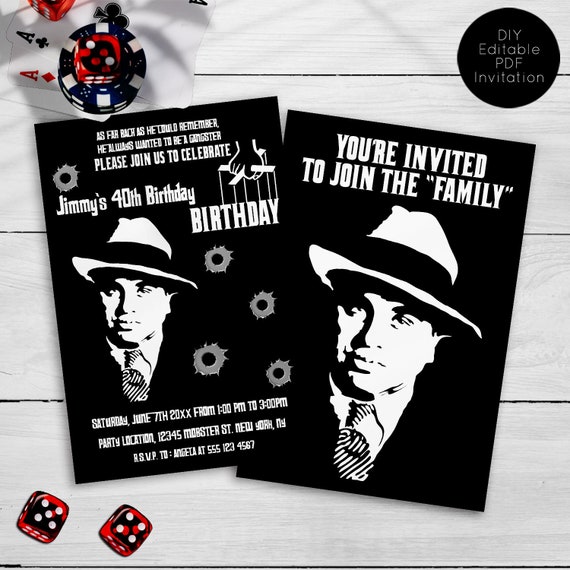 Mob Party Invitations, Mobster Invitations, Mafia Invitations, Adult ...