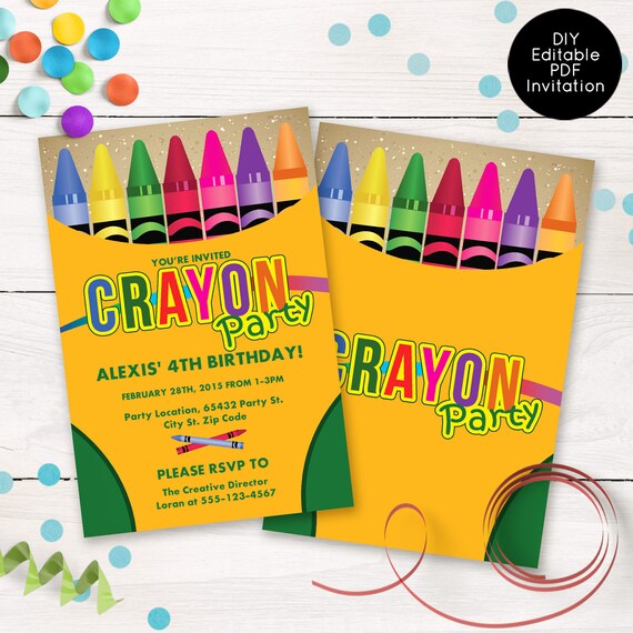 Crayon, Color Party Invitations, Crayon Party Invitations, Crayon ...