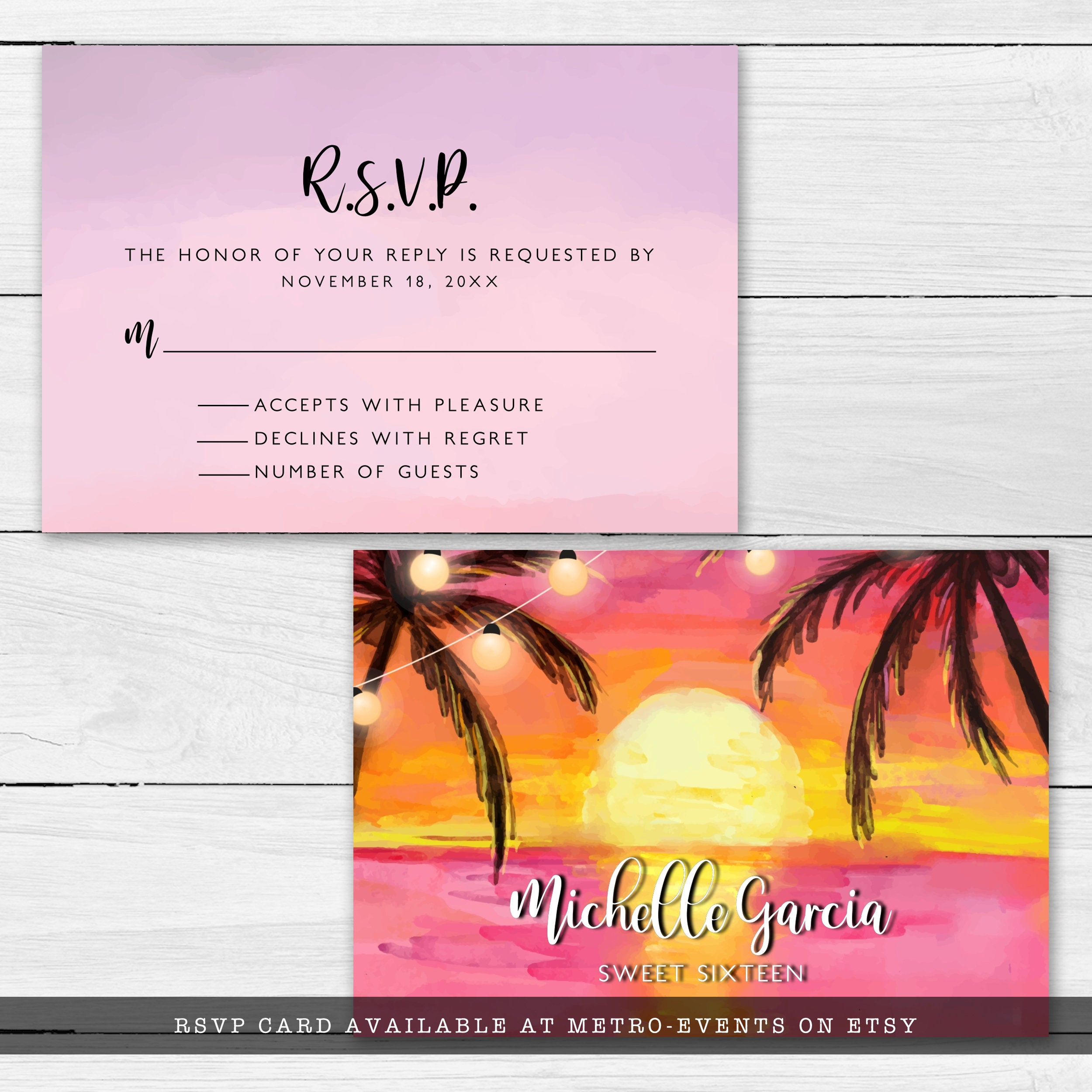 Tropical Sunset Favor Tag, Sunset Gift Tags, Editable Gift Labels ...