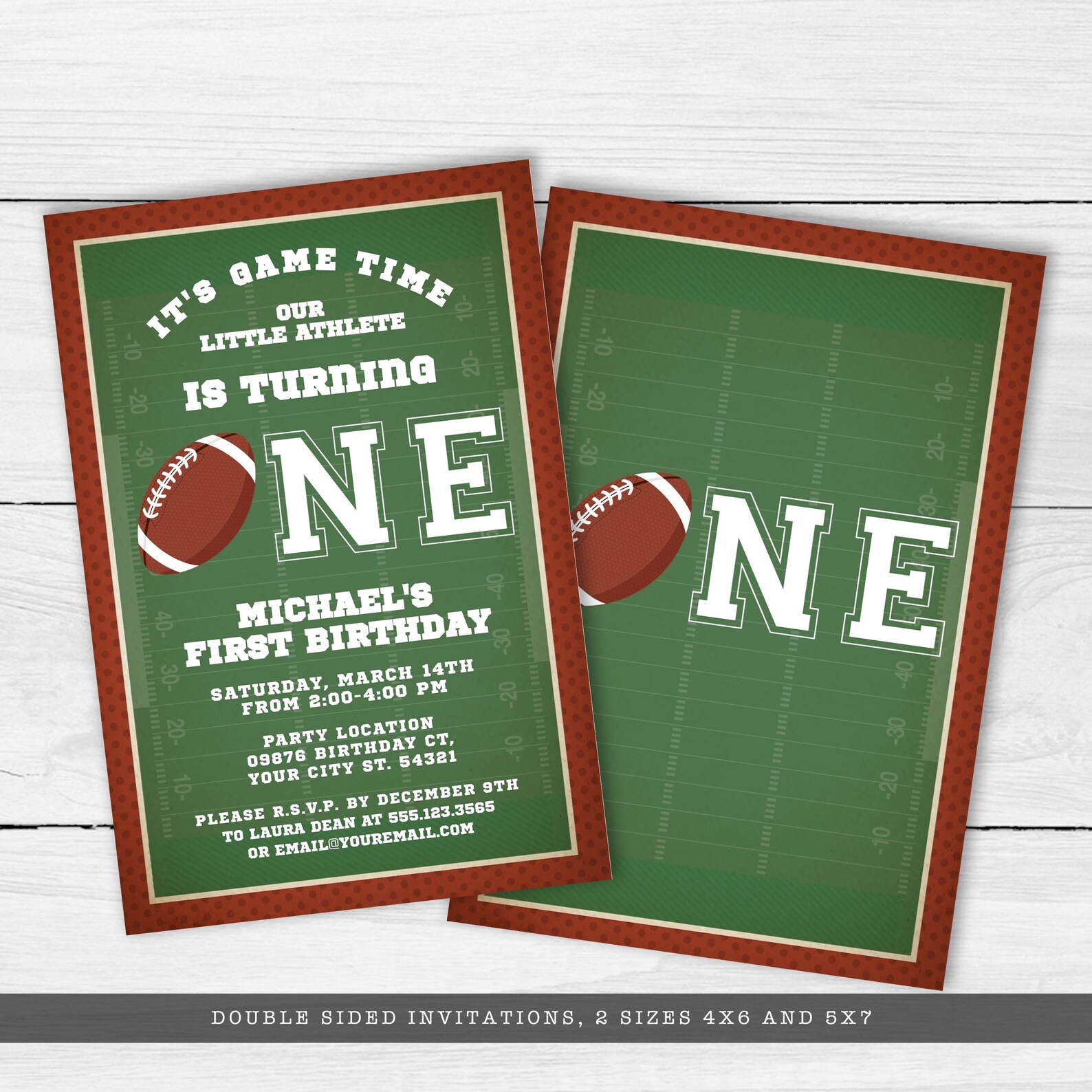 Football First Birthday Invitation: Editable Party Invite (digital ...