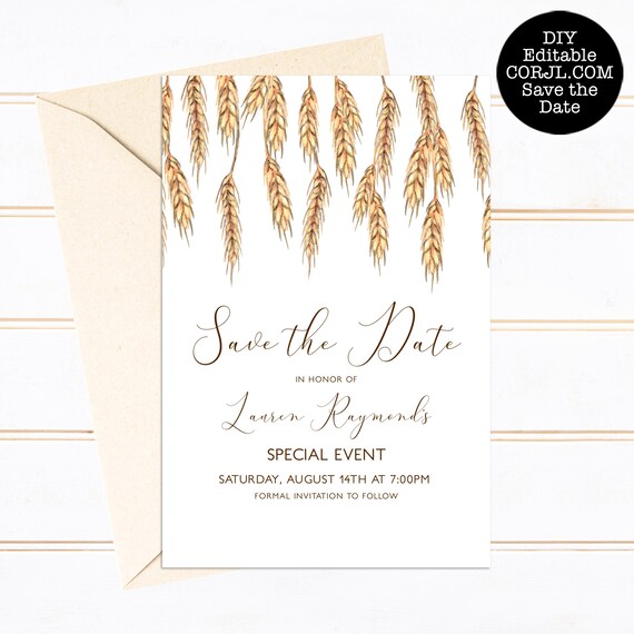 Editable Save the Date Cards, Country Save the Date, Event Template ...