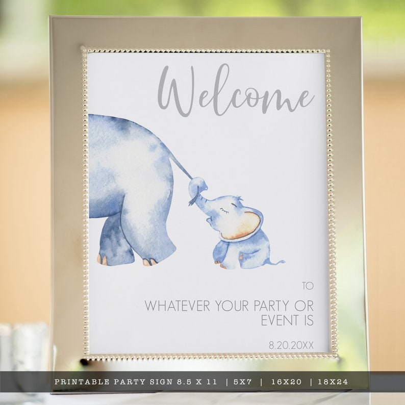Baby Elephant Welcome Sign Baby Shower Sign Custom Welcome | Etsy