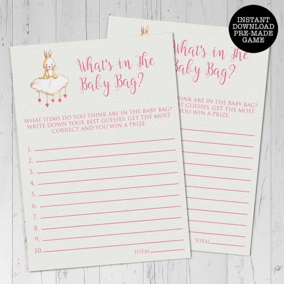 What's in the Bag Game, Bunny Themed, Printable Game, Premade Baby ...