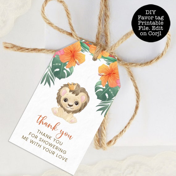 Baby Lion Printable Thank You Tags, Lion King Favor Tags, Little Lion ...