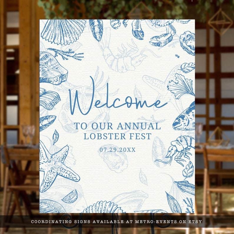 Beach Theme Food Menu: Seafood Dinner, Editable Template (instant ...
