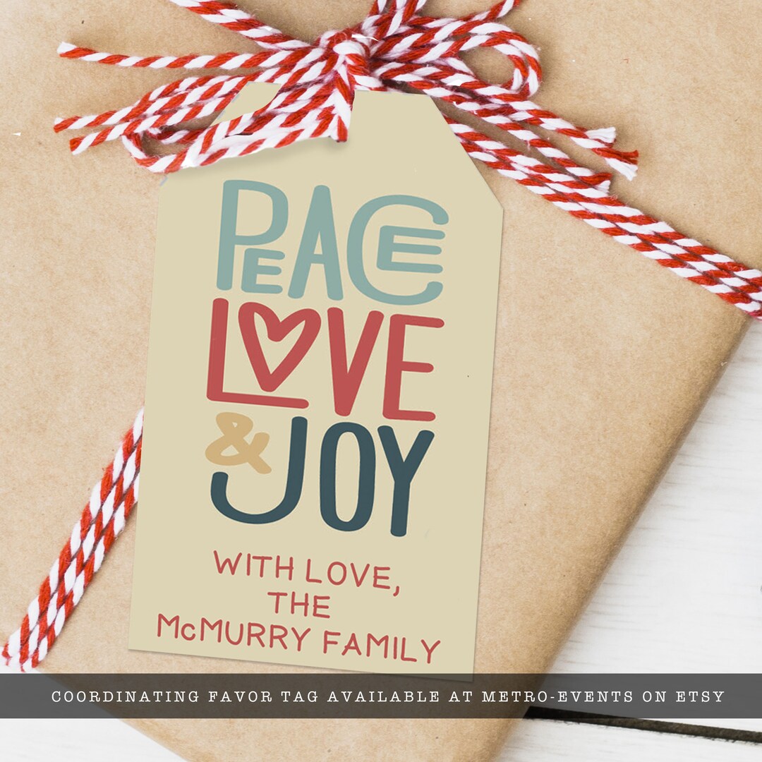 Holiday Gift Tags Peace, Love and Joy Favor Tags Printable Favor Tags ...
