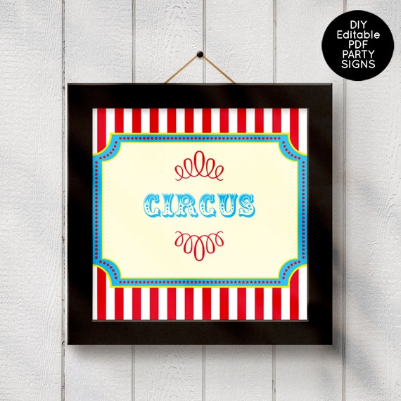 Circus and Carnival Signs, 25 Printable Carnival Signs, Editable Circus ...