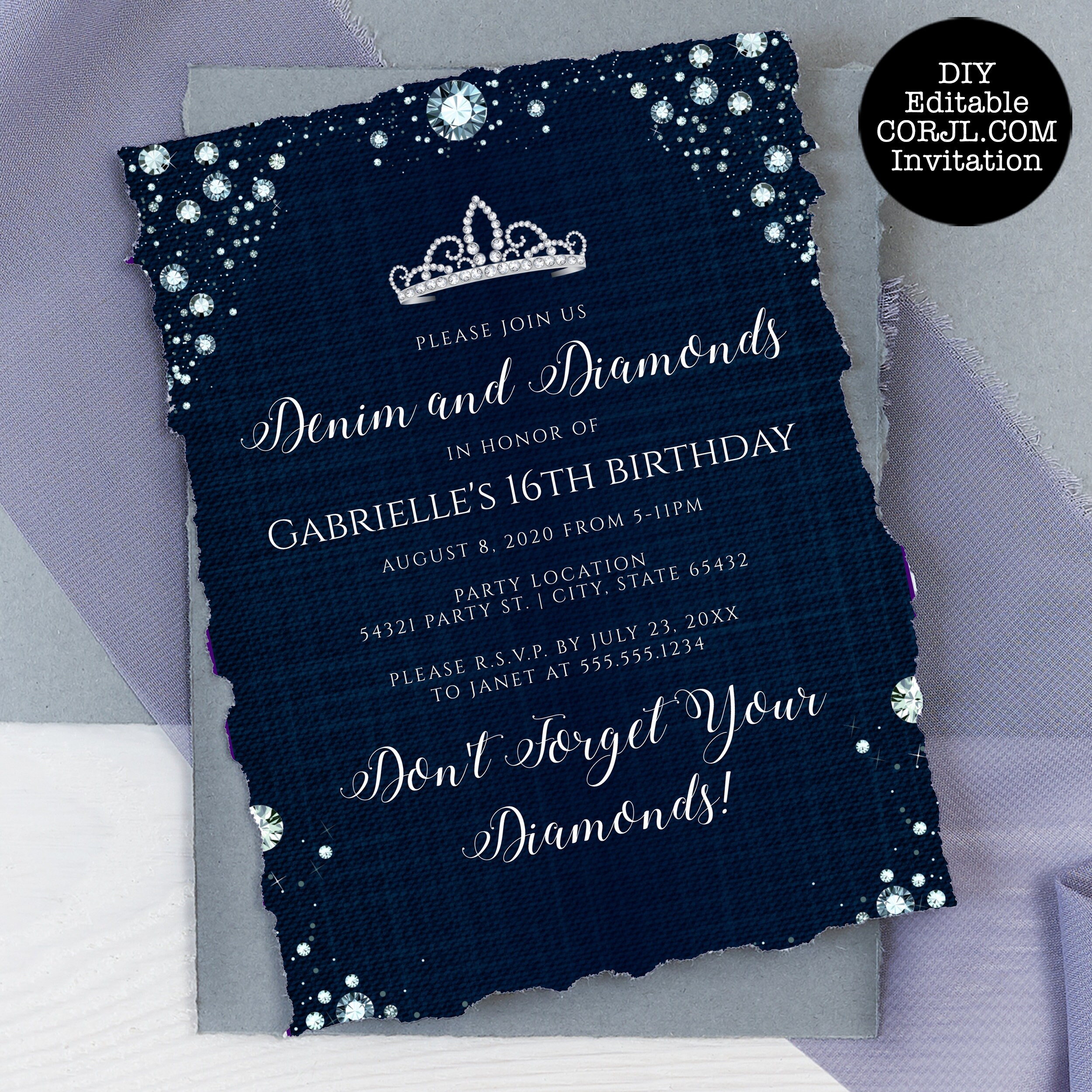 Denim And Diamonds Invitation Ideas
