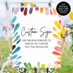 Custom Rainbow Signs, Rainbow Party Sign, Editable Party Sign, Instant ...