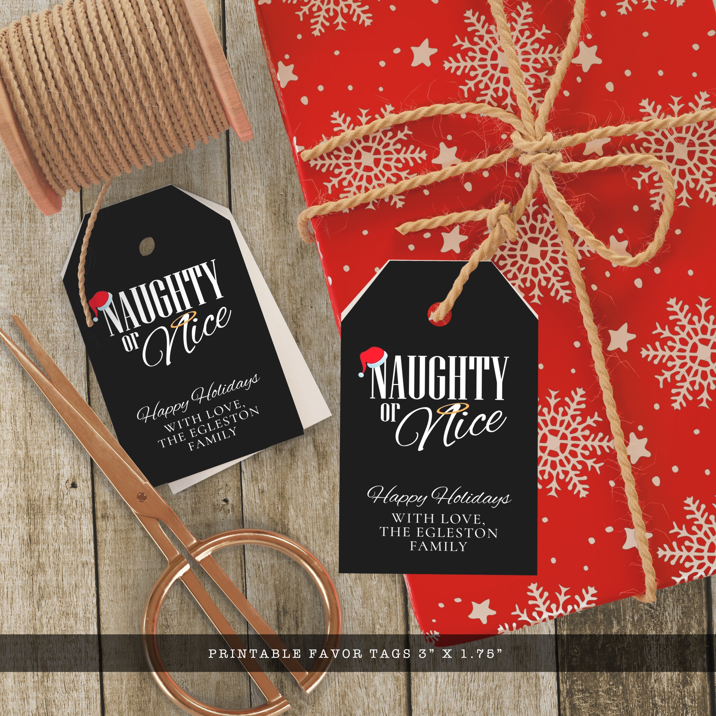 Naughty or Nice Gift Tags Holiday Favor Tags Printable | Etsy