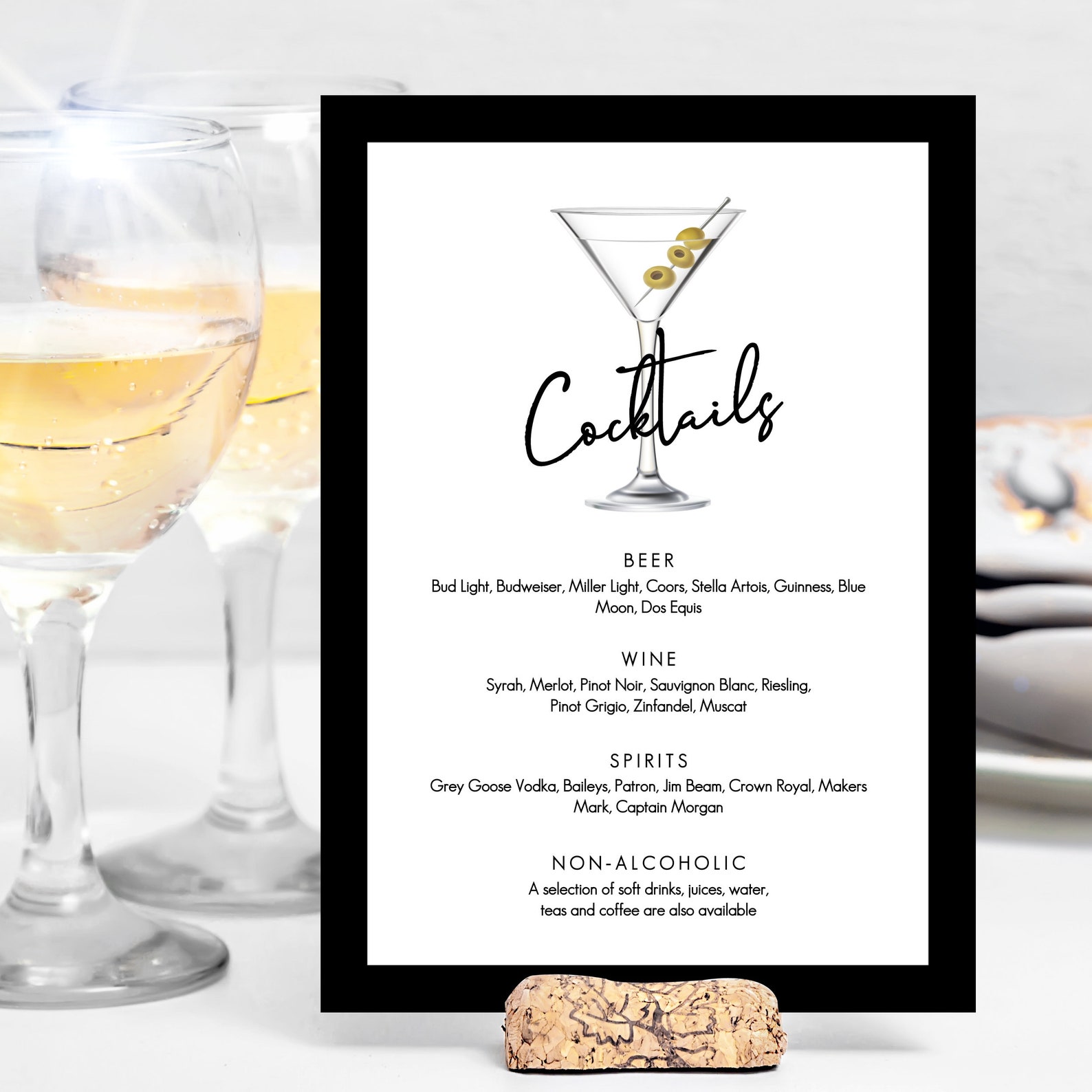 Black Retro Cocktail Sign Bar Menu Menu Template Editable | Etsy