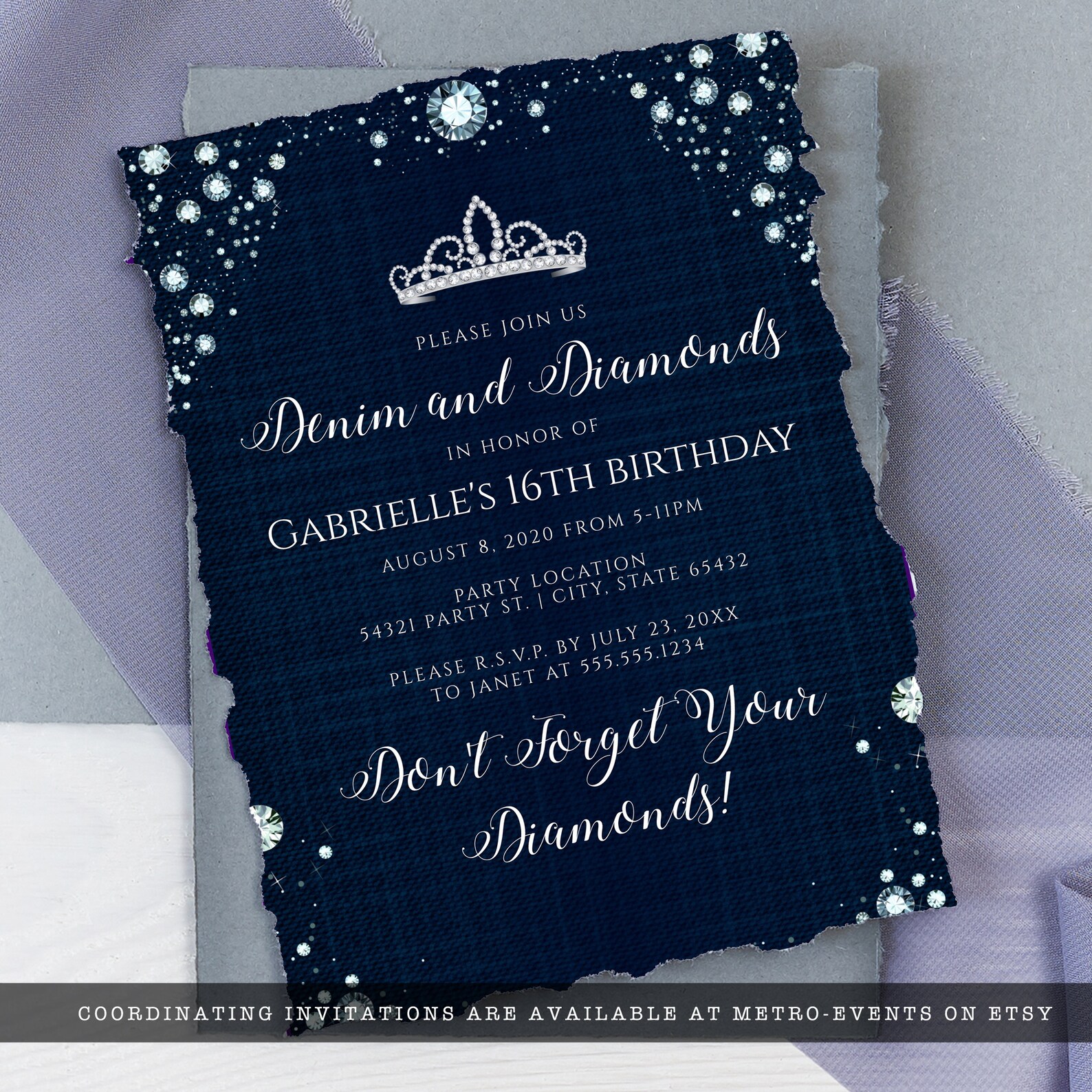 Denim and Diamond Food Menu, Diamond Themed Menu, Custom Dinner Menu ...