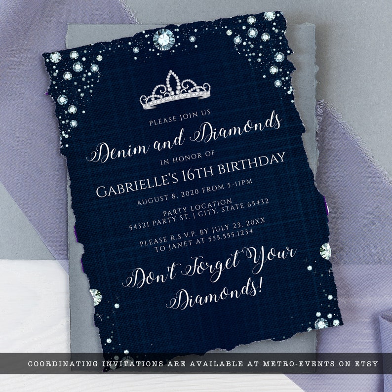 Denim and Diamonds Dinner Menu, Editable Template (instant Download) - Etsy