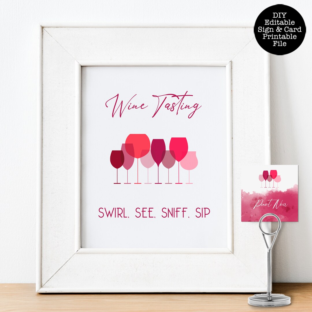 Wine Tasting Sign, Wine Themed, Corjl Template, Wine Party, Editable ...