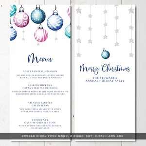 Ornament Christmas Menu, Dinner Menu, Holiday Food Menu, Food Menu ...