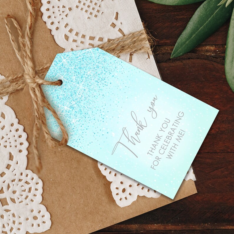 Aqua and Silver Glitter Favor Tags Aqua Glitter Tags Aqua - Etsy