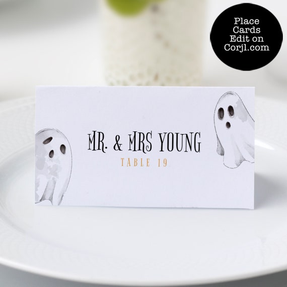 Editable Ghost Halloween Place Card, Halloween Ghost Name Cards, Place ...