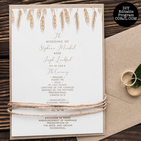 Rustic Wedding Program - Etsy