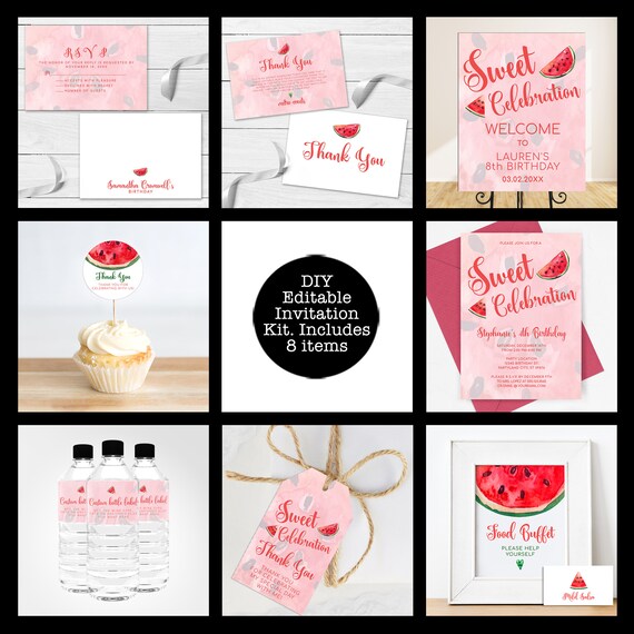 Editable Invitation Set, Printable Invitation Kit Sweet Celebration ...