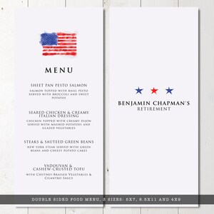 American Flag Food Menu, Red and Blue Dinner Menu, Food Menu, Dinner ...