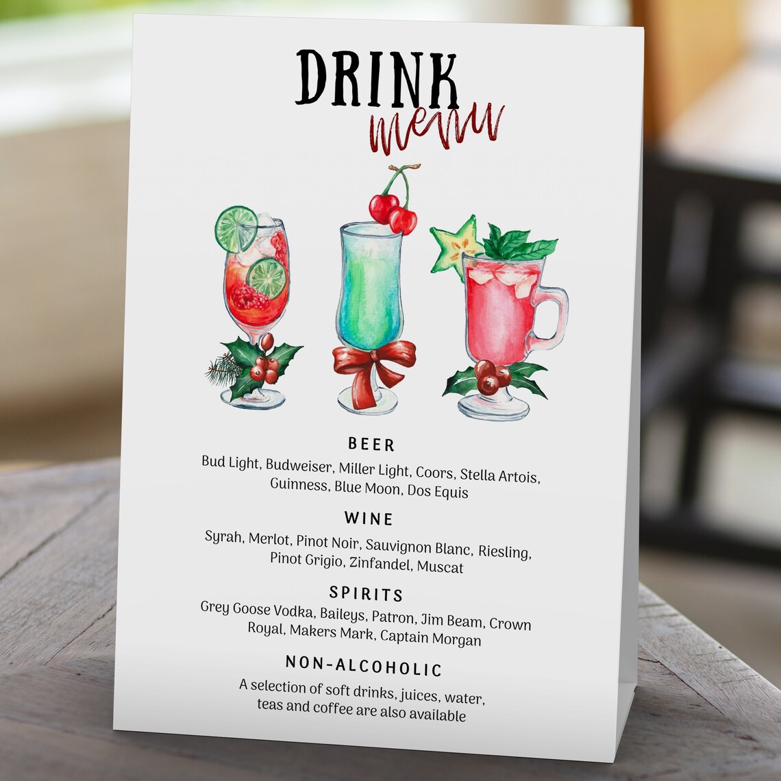 Making Spirits Bright Drink Menu Signs Holiday Drink Menu - Etsy