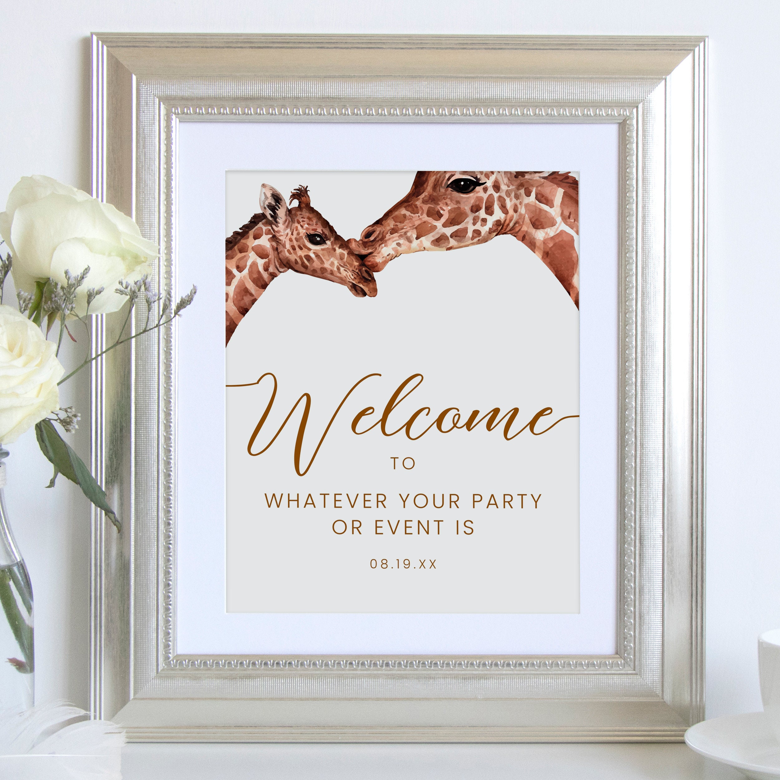 Giraffe Welcome Sign Safari Baby Shower Sign Animal Welcome | Etsy