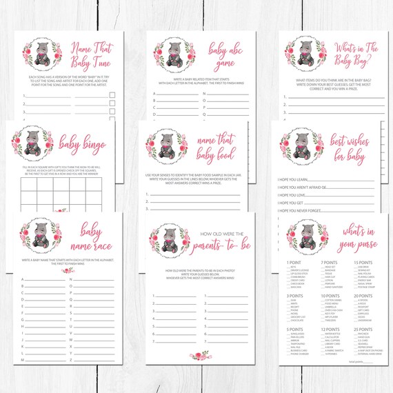 Hippo Baby Shower Game Kit, Baby Shower Game, Baby Shower Games Kit ...