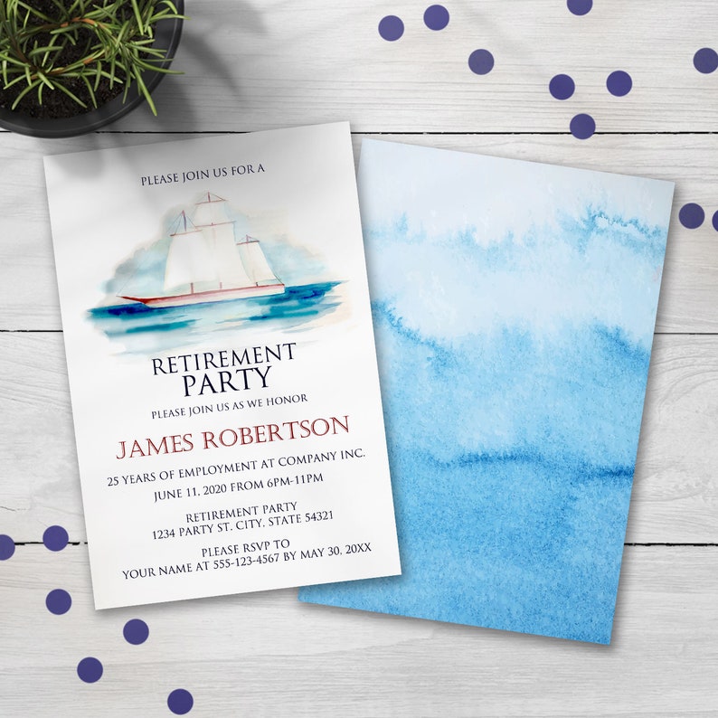 Sailing Retirement Party Invitations Sail Retirement | Etsy