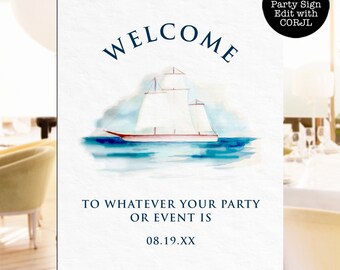 Welcome Party Sign Sailboat - Etsy