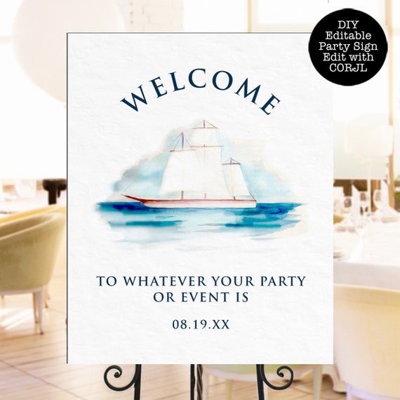 Sailing Signs, Printable Welcome Signs, Sail Welcome Signs, Instant ...