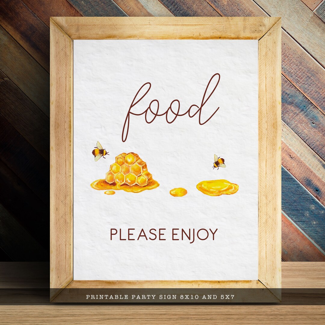 Bumble Bee Food Sign, Bridal Shower Sign, Printable Sign, Instant ...