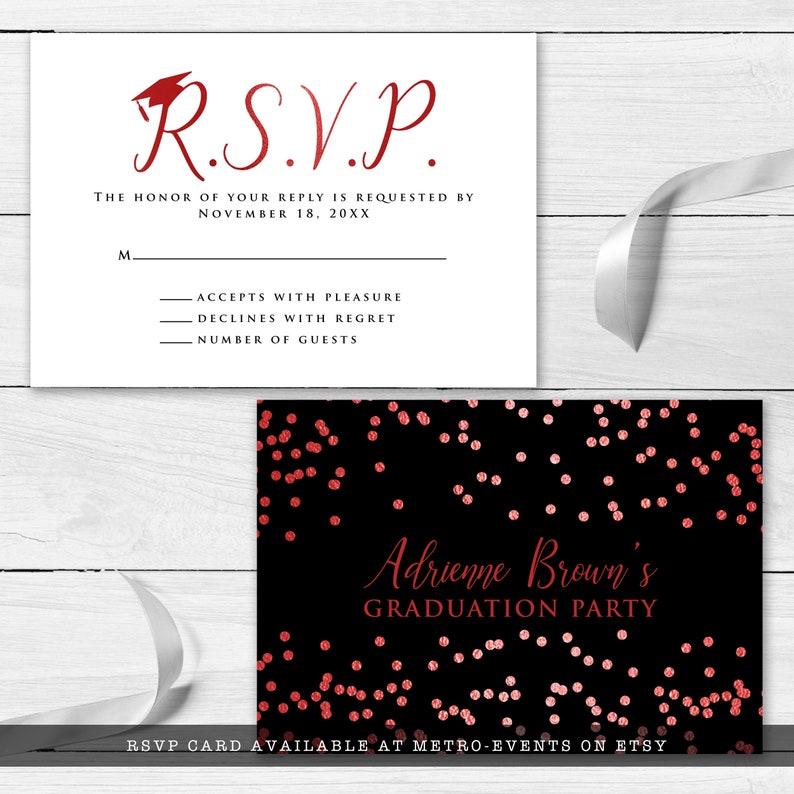 Red Foil Graduation Party Invitations Graduation Party | Etsy