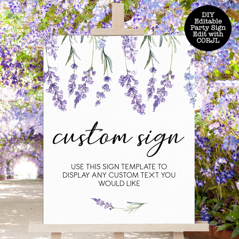 Country Lavender Custom Party Sign Printable Sign Lavender - Etsy