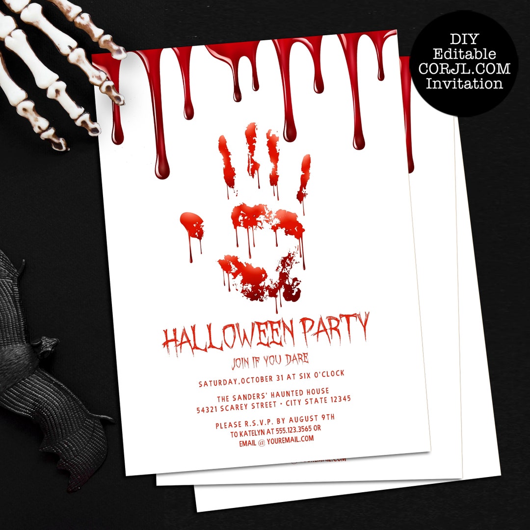 Bloody Halloween Invitations, Halloween Invitations, Halloween Birthday ...
