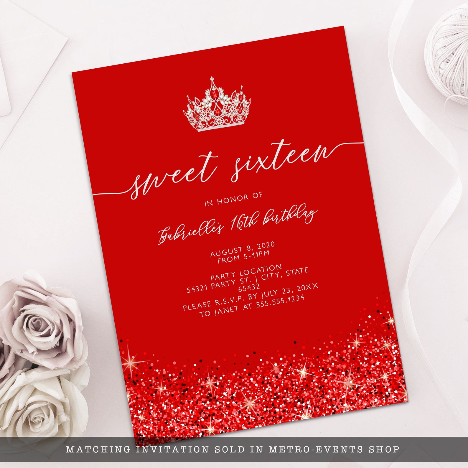 Red Glitter Welcome Sign: Editable Party Decor (instant Download) - Etsy