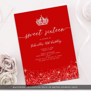 Red Glitter Welcome Signs, Editable Party Signs, Instant Download ...