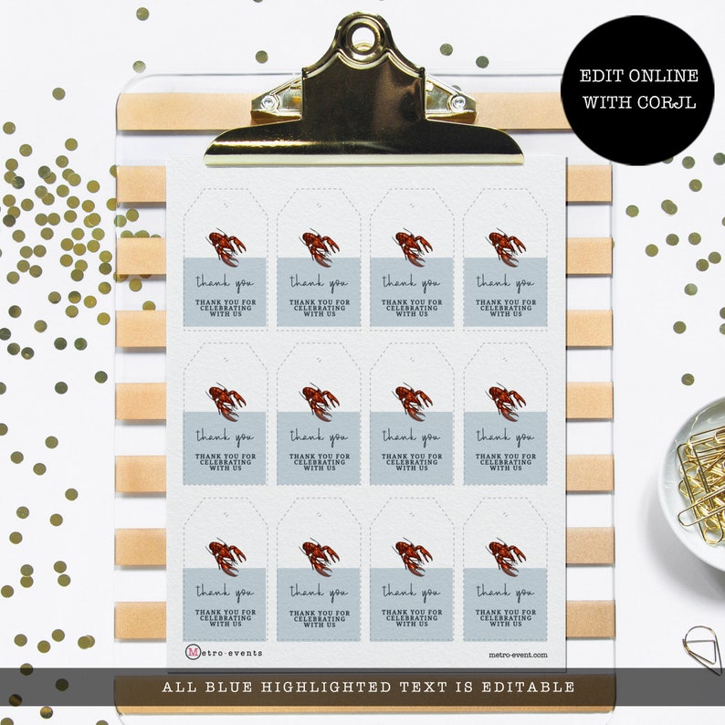 Lobster Favor Tags Sea Creature Tags Red and Black Favor - Etsy