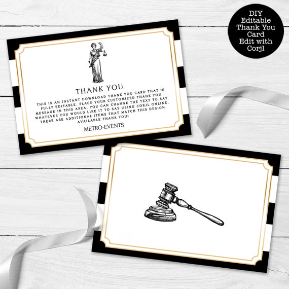 Judge Themed Thank You Cards, White and Black Thank You Cards, Thank ...