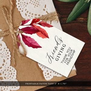 Fall Leaves Thank You Tags, Friendsgiving Favor Tags, Thanksgiving Gift ...