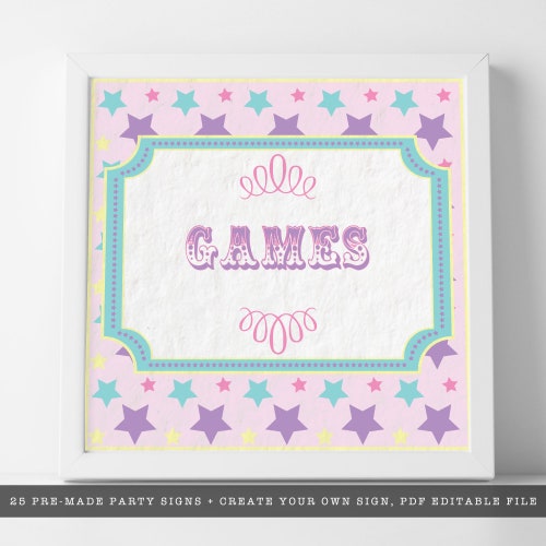 Pastel Carnival Party Signs Printable Party Signs Pastel - Etsy