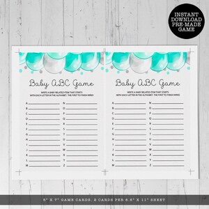 Balloon Baby Shower Games ABC Baby Shower Game Instant - Etsy